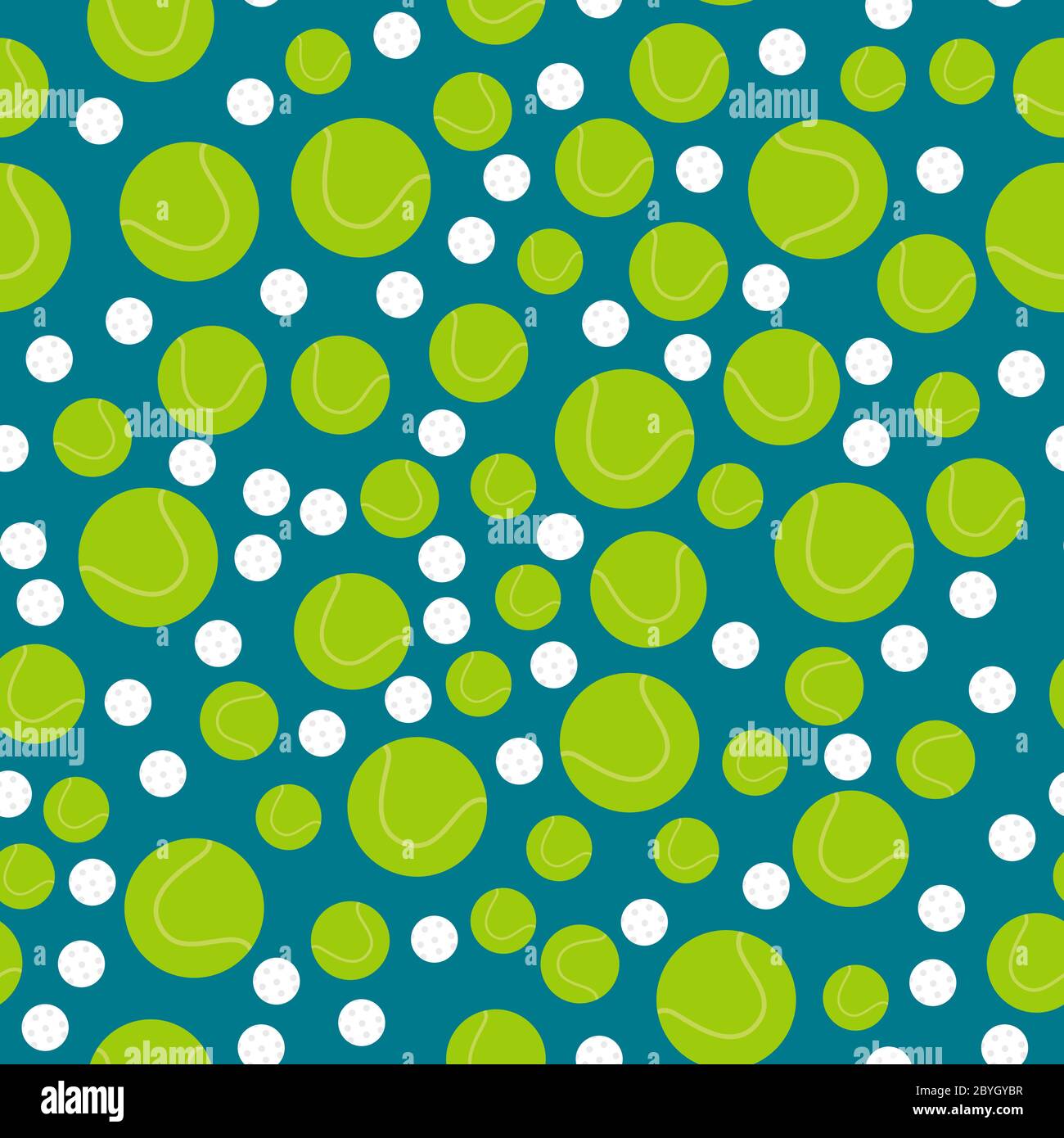 Tennis and golf balls on blue background, vector seamless pattern ...