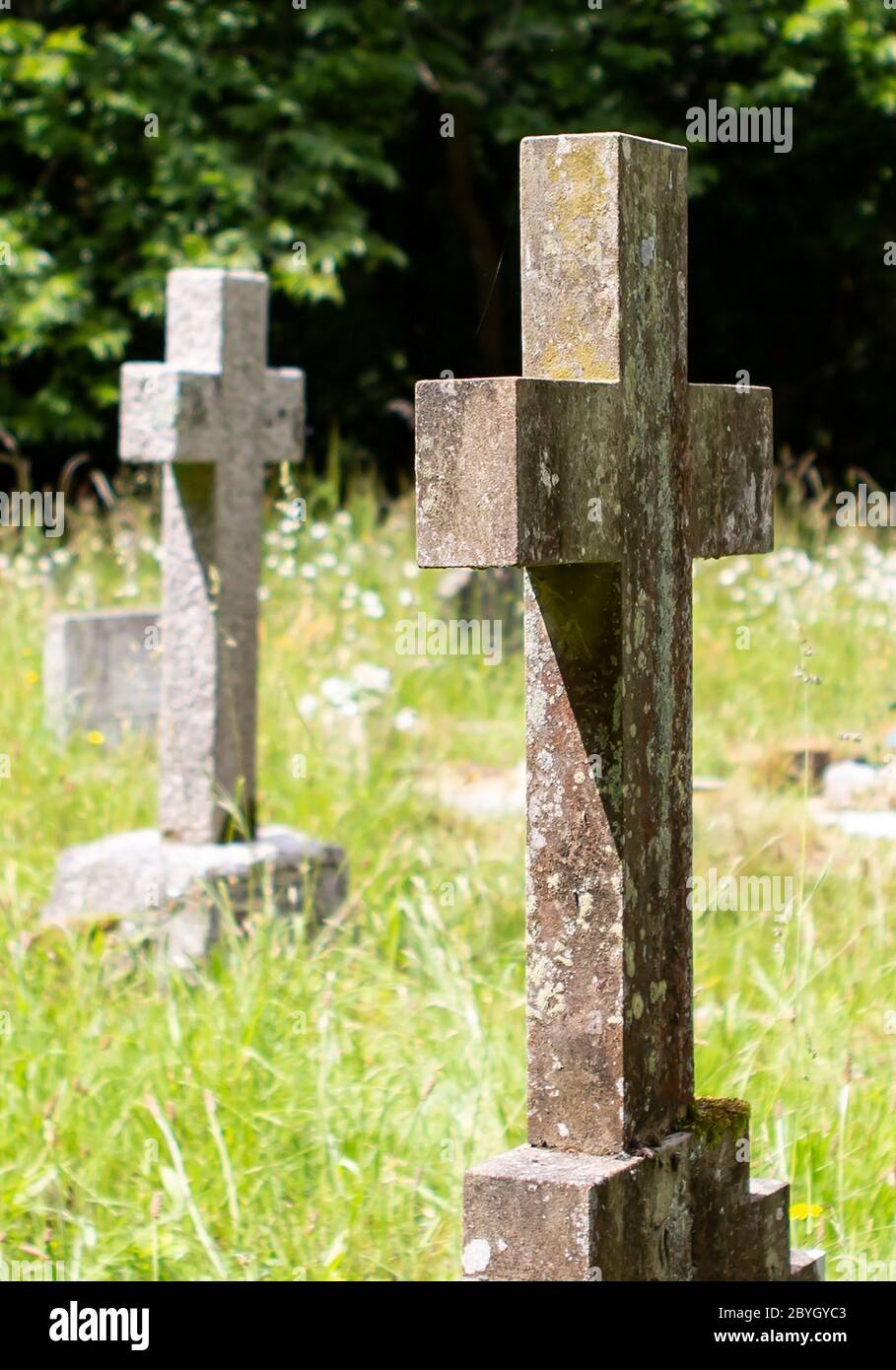 Stone crosses in a Church Graveyard Stock Photo - Alamy