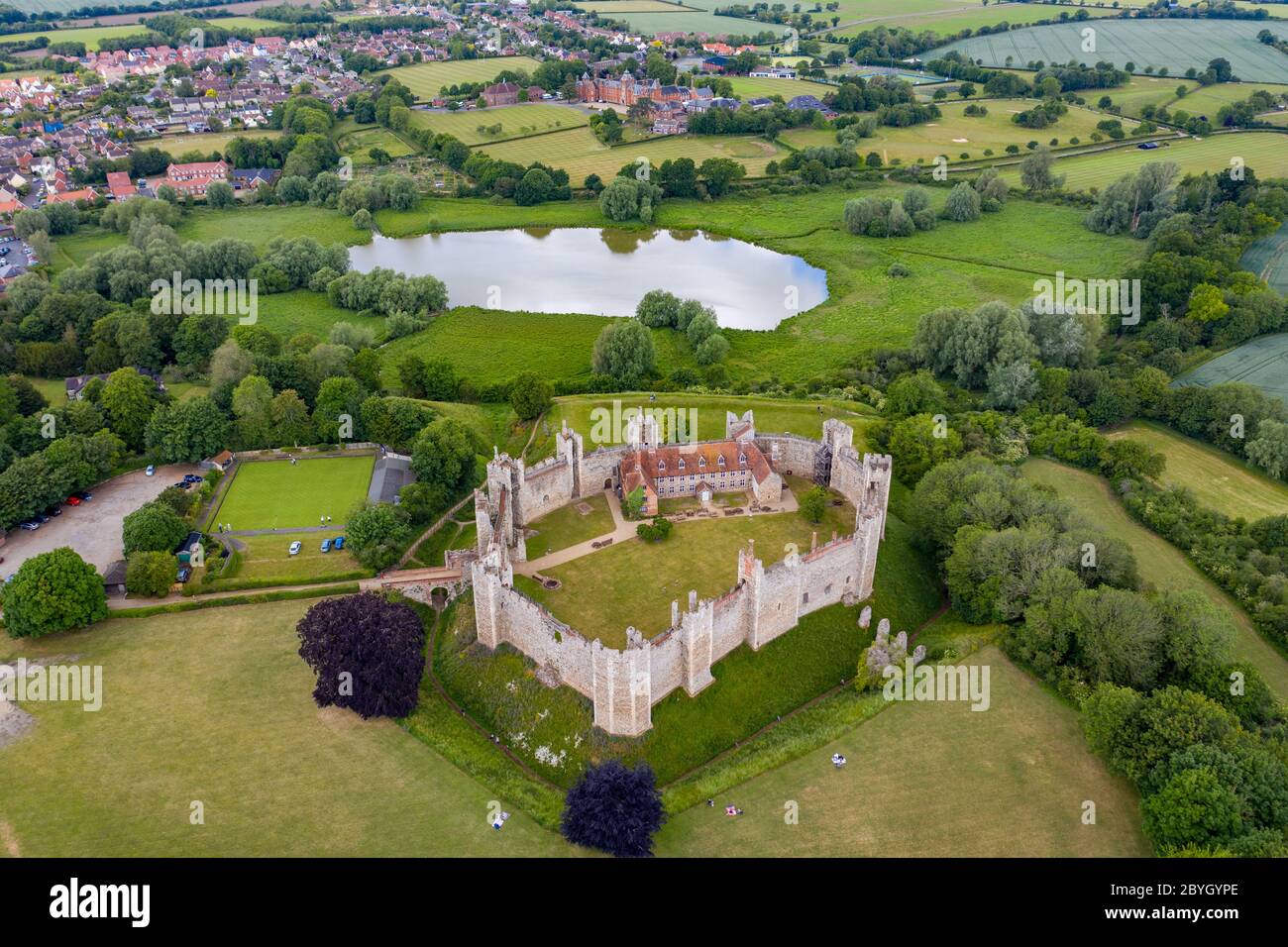 Aerial picture dated June 9th shows Framlingham Castle in Suffolk which ...