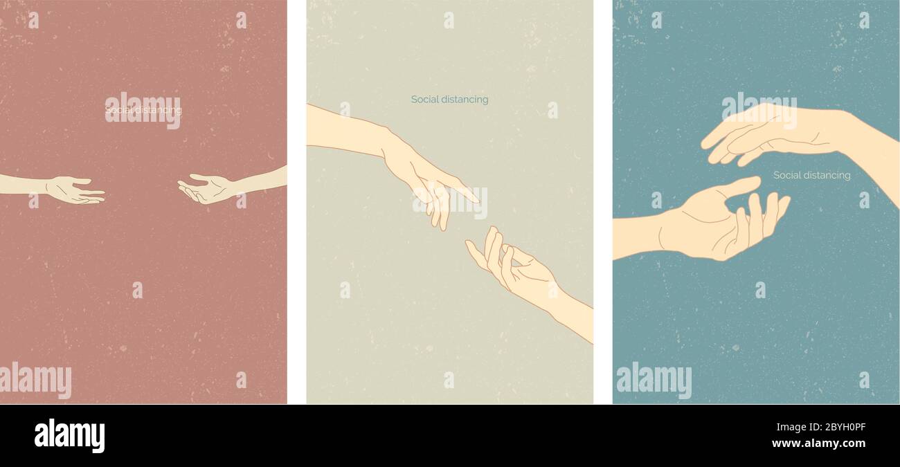 Hand social distancing background vector. Gesture symbol. Finger and ...