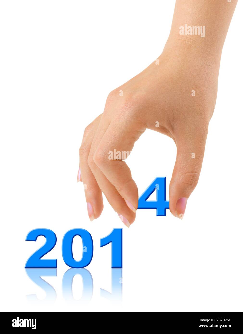 Numbers 2014 and hand Stock Photo - Alamy