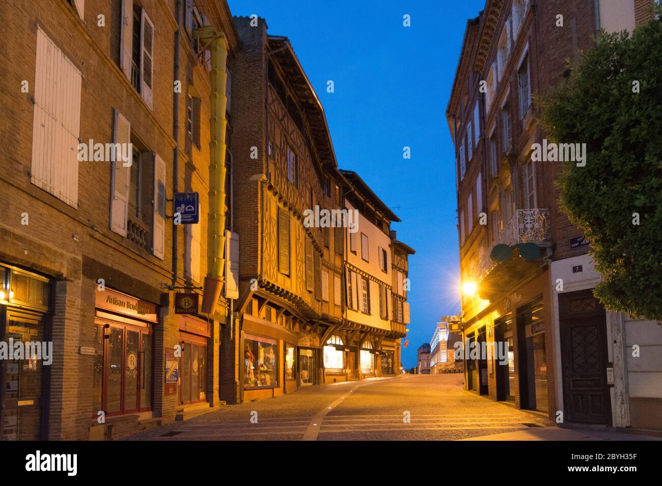 Albi. Street at night.Tarn department. Occitanie. France Stock Photo ...