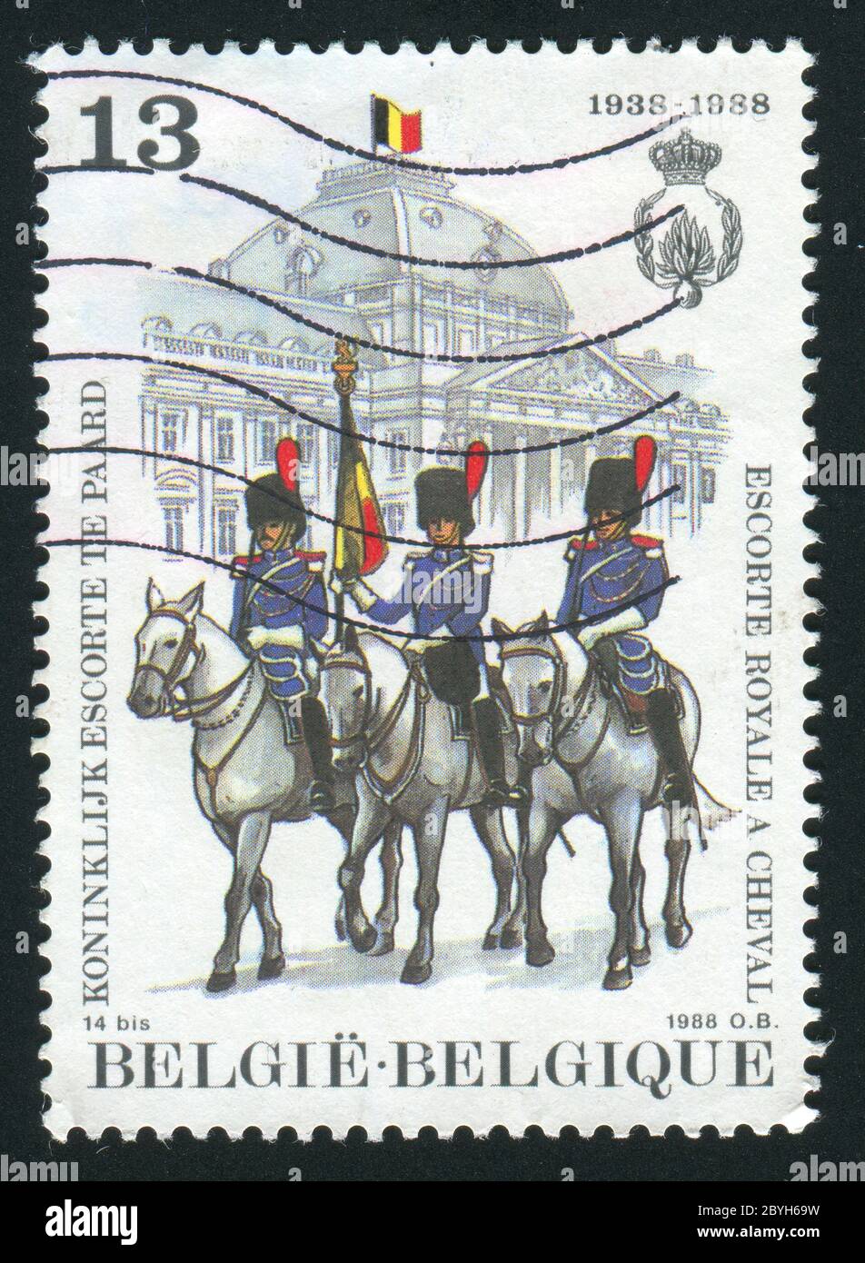BELGIUM - CIRCA 1988: Royal Mounted Guard, circa 1988 Stock Photo - Alamy