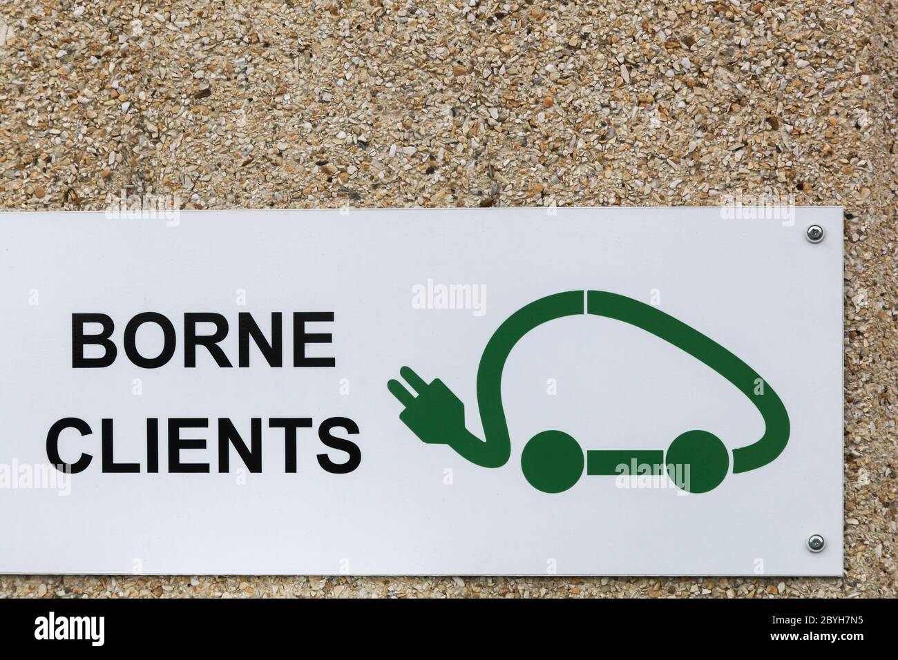 Electric vehicle charging station sign for customers in French language ...