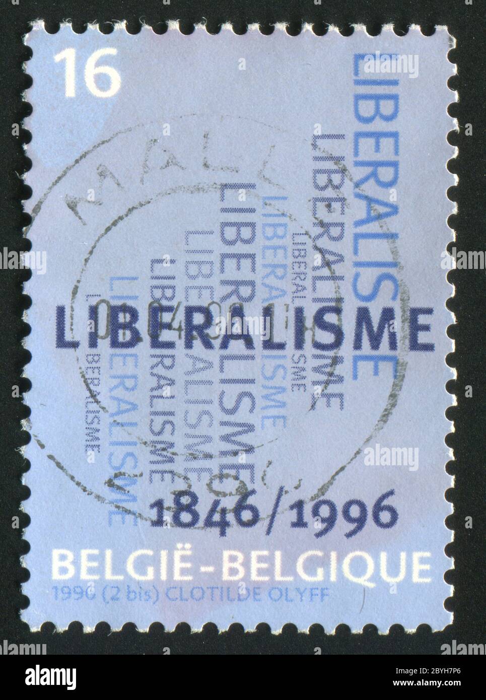 BELGIUM - CIRCA 1996: The Belgian stamp of Liberal party, circa 1996 ...