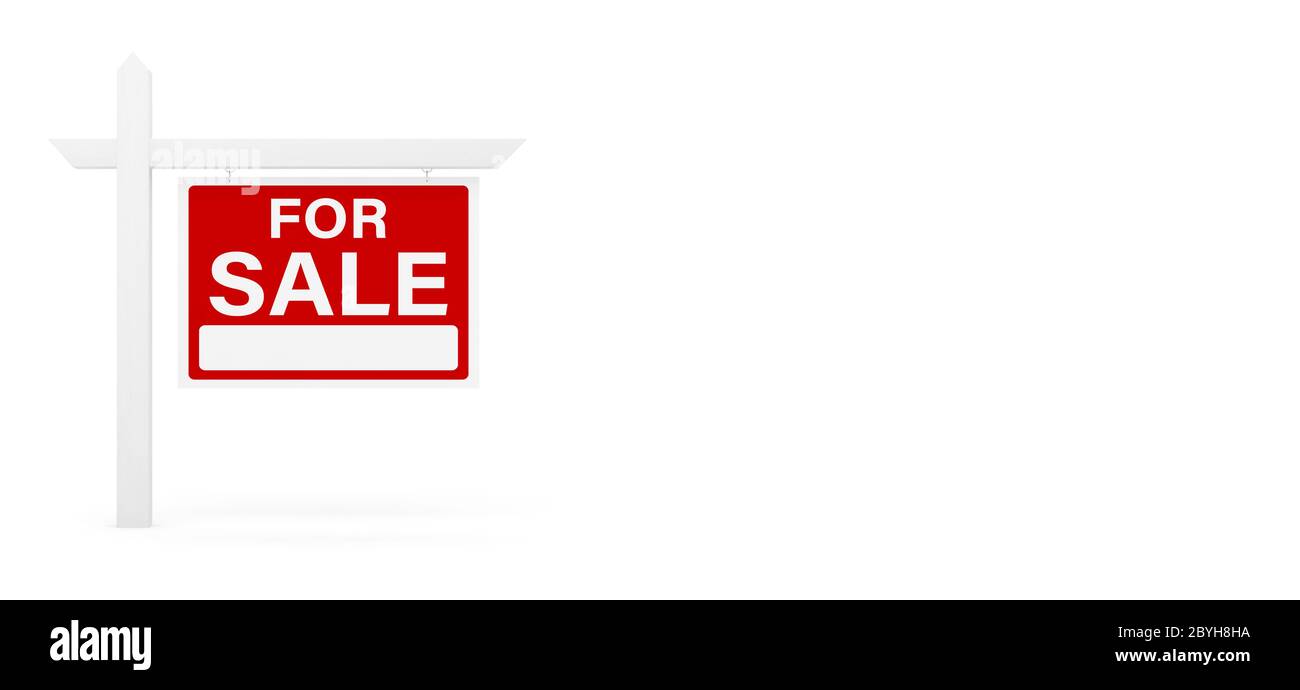 for sale house home real estate sign 3D illustration Stock Photo - Alamy