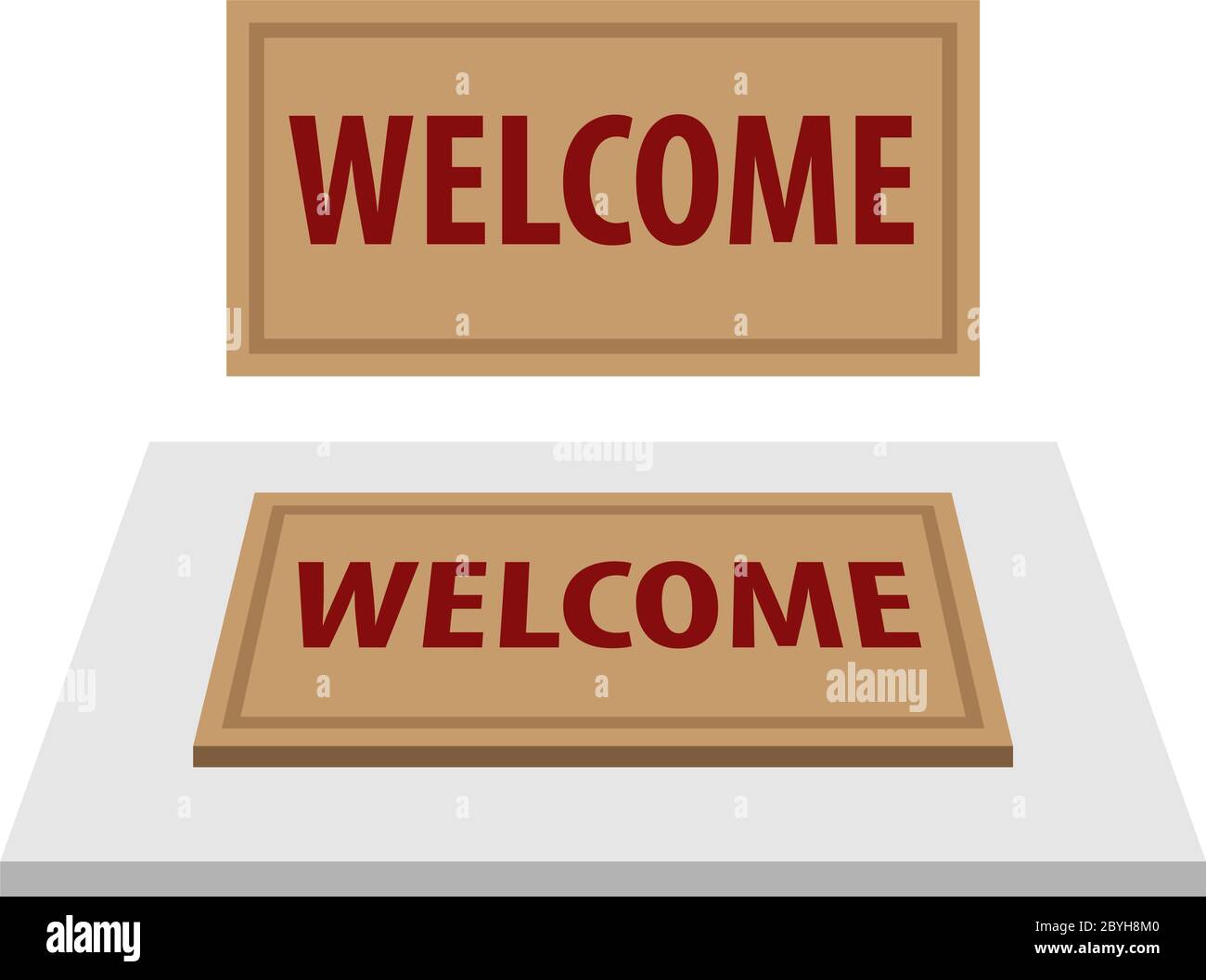 Welcome Carpet, Doormat with Welcome Text Vector Illustration Stock ...