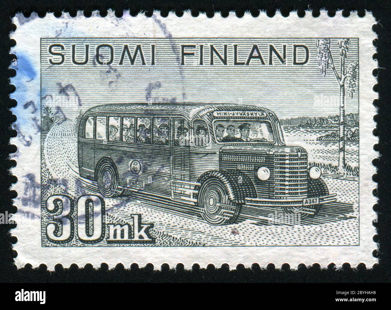 FINLAND - CIRCA 1946: retro post bus, circa 1946 Stock Photo - Alamy