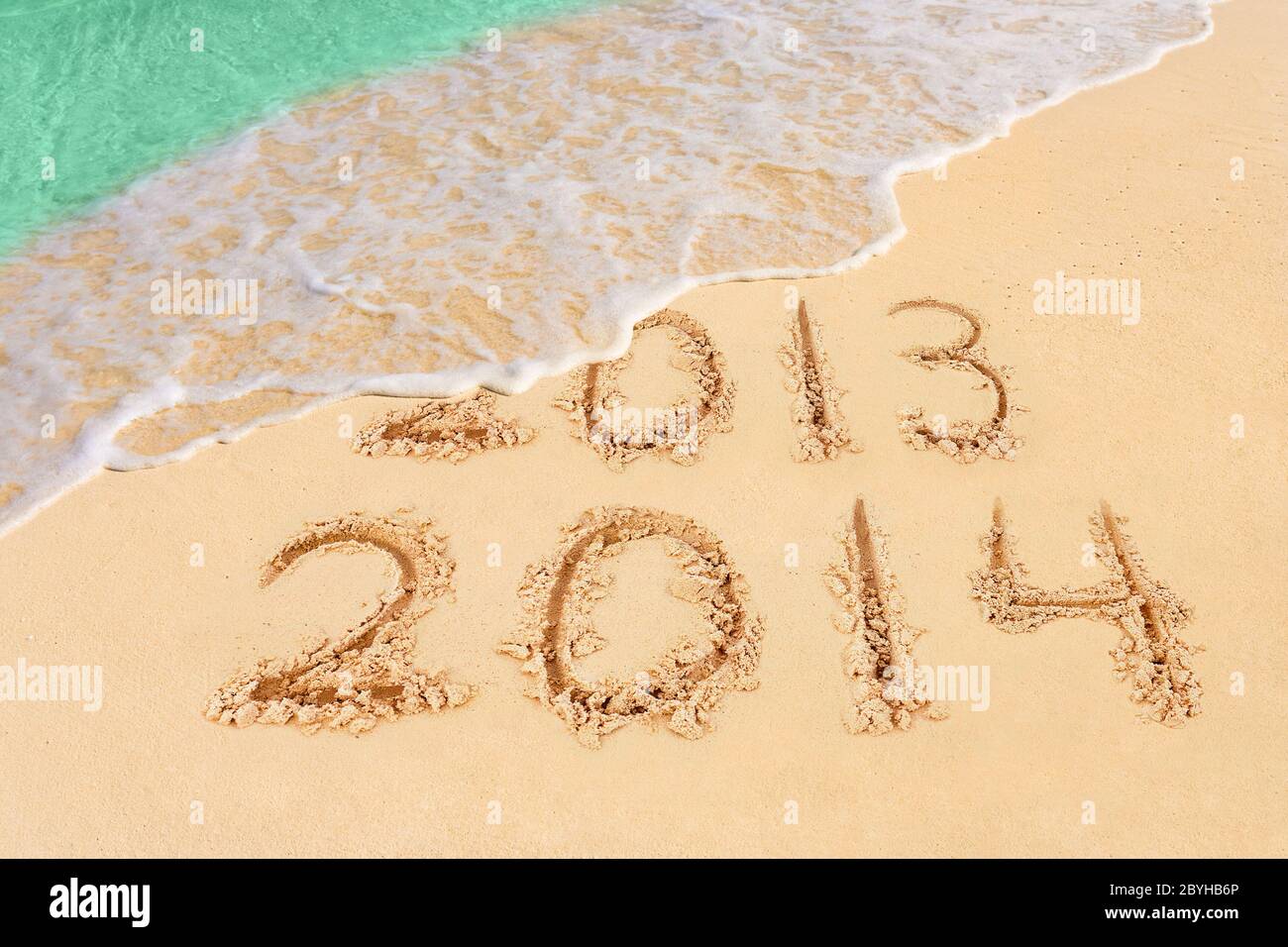 Numbers 2014 on beach Stock Photo - Alamy