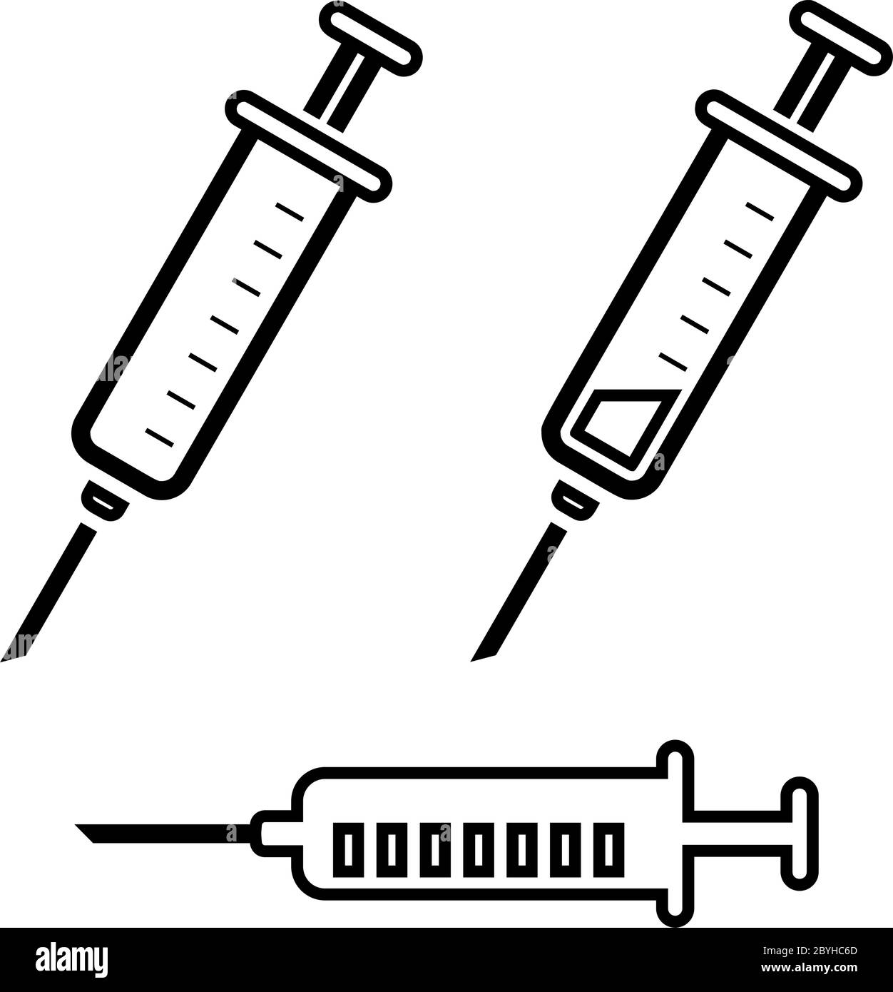 Vaccine icon vector syringe Black and White Stock Photos & Images - Alamy
