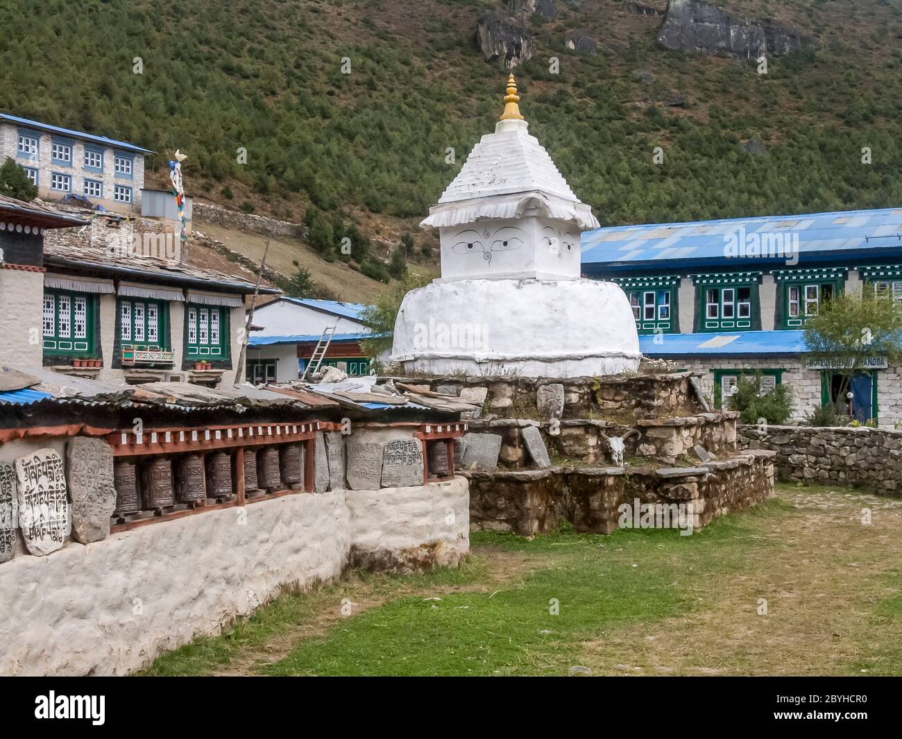 Nepal. Island Peak Trek. At Namche Bazaar township at the Sherpa ...