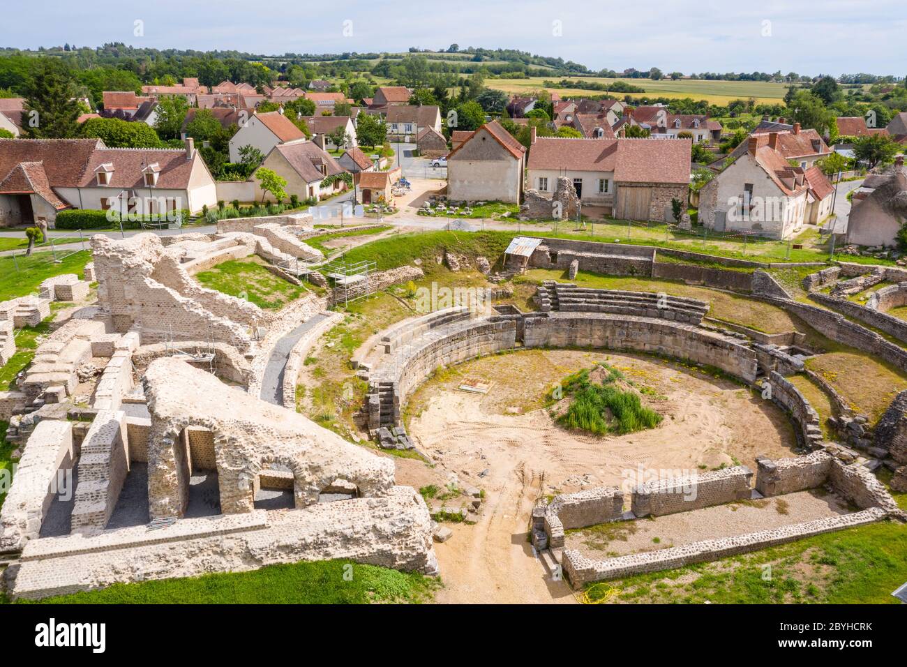 France, Cher, Drevant, ancient site of Drevant, Gallo-Roman theatre ...