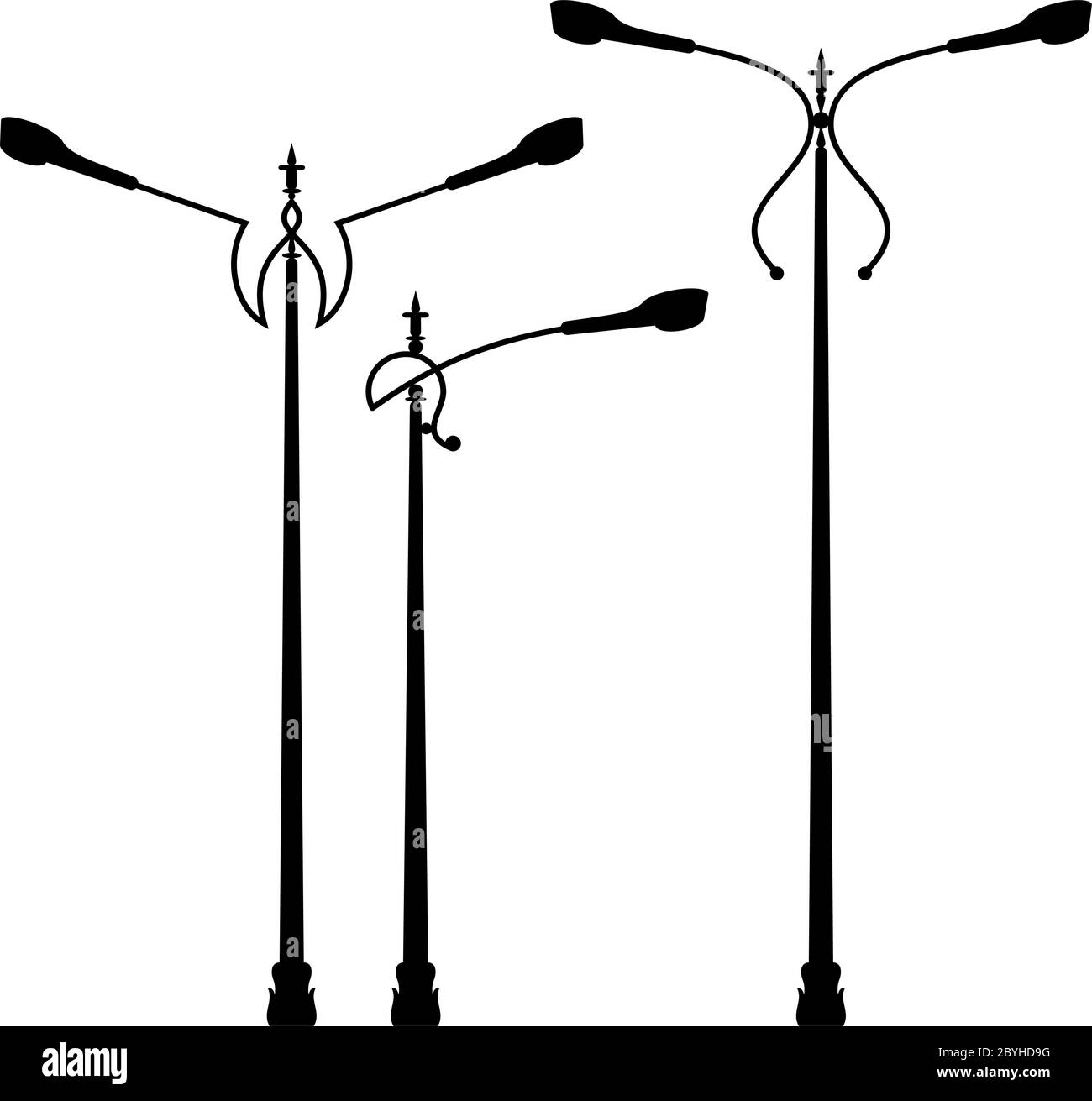 Street Light Icon, Silhouette Vector Illustration Stock Vector Image ...