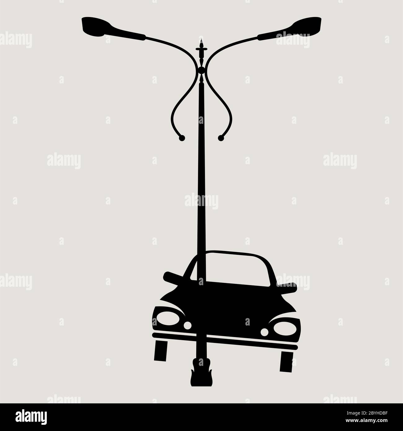 Car Crashed into Street Light Pole Vector Illustration Stock Vector ...