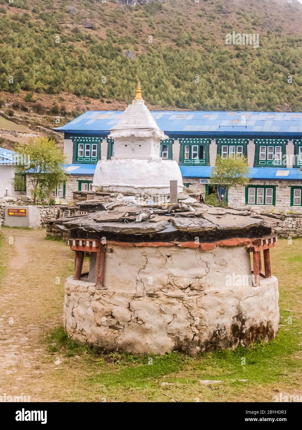 Nepal. Island Peak Trek. At Namche Bazaar township at the Sherpa ...