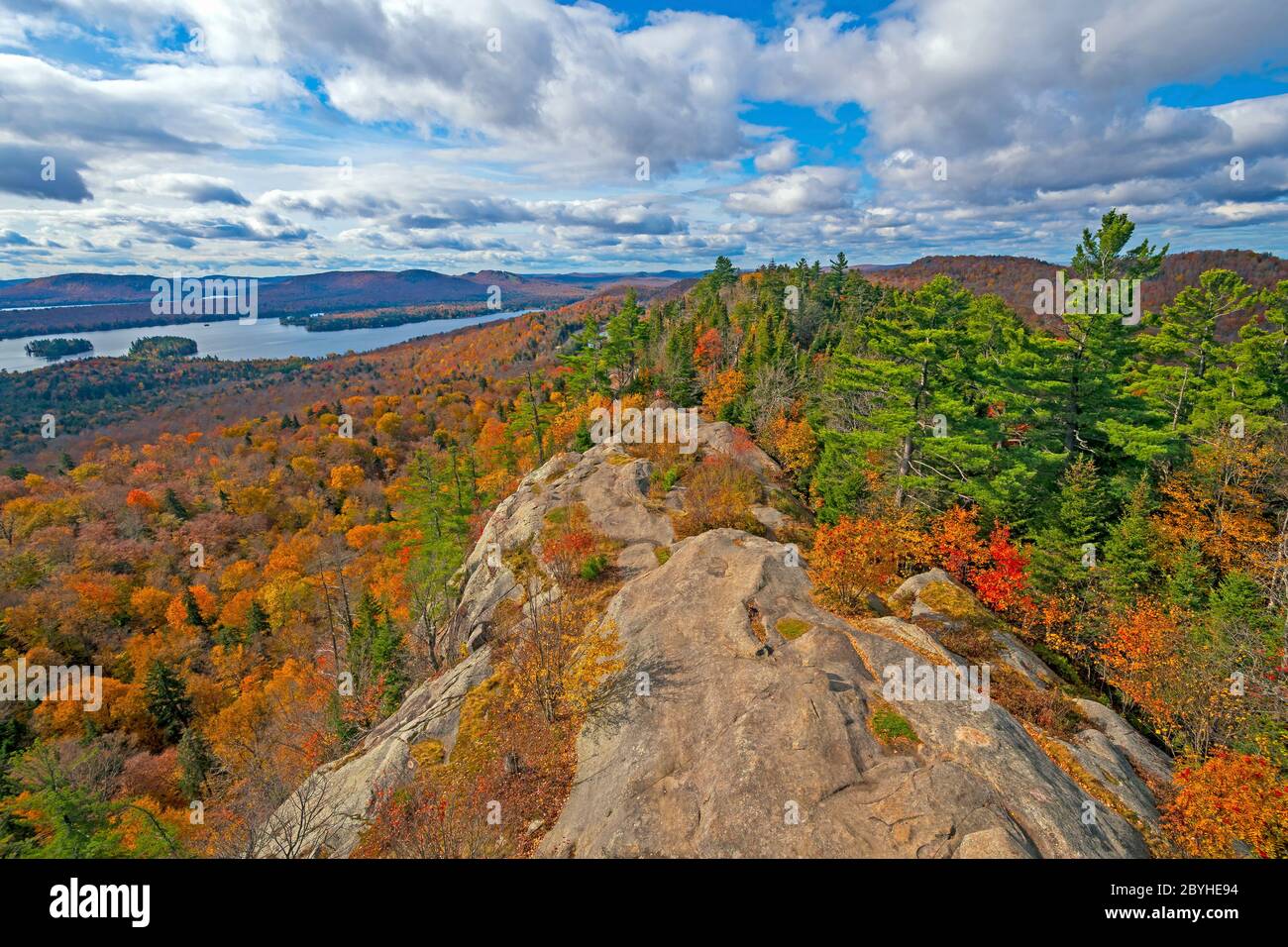 Fall Colors Around a Rocky Bluff on Bald Mountain in Adirondack State ...