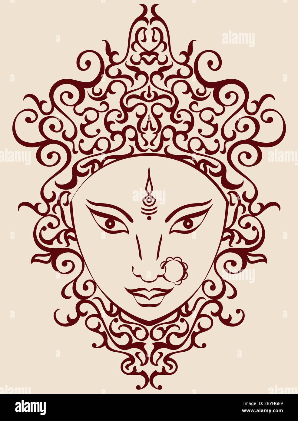 Durga Goddess of Power Vector Illustration Stock Vector Image & Art - Alamy