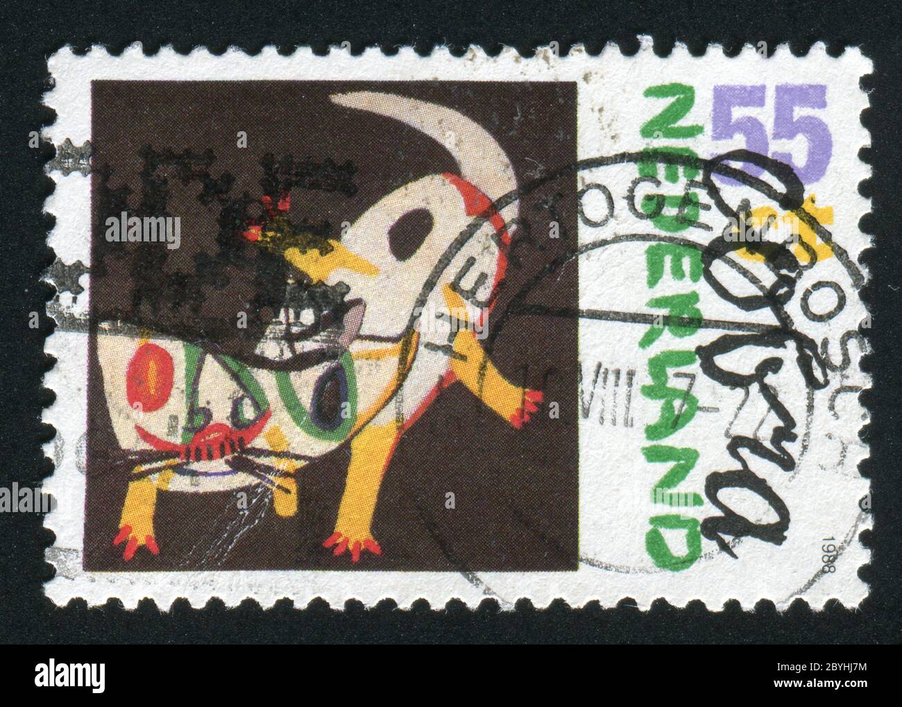 NETHERLANDS - CIRCA 1988: Modern art. Paintings by artists belonging to ...