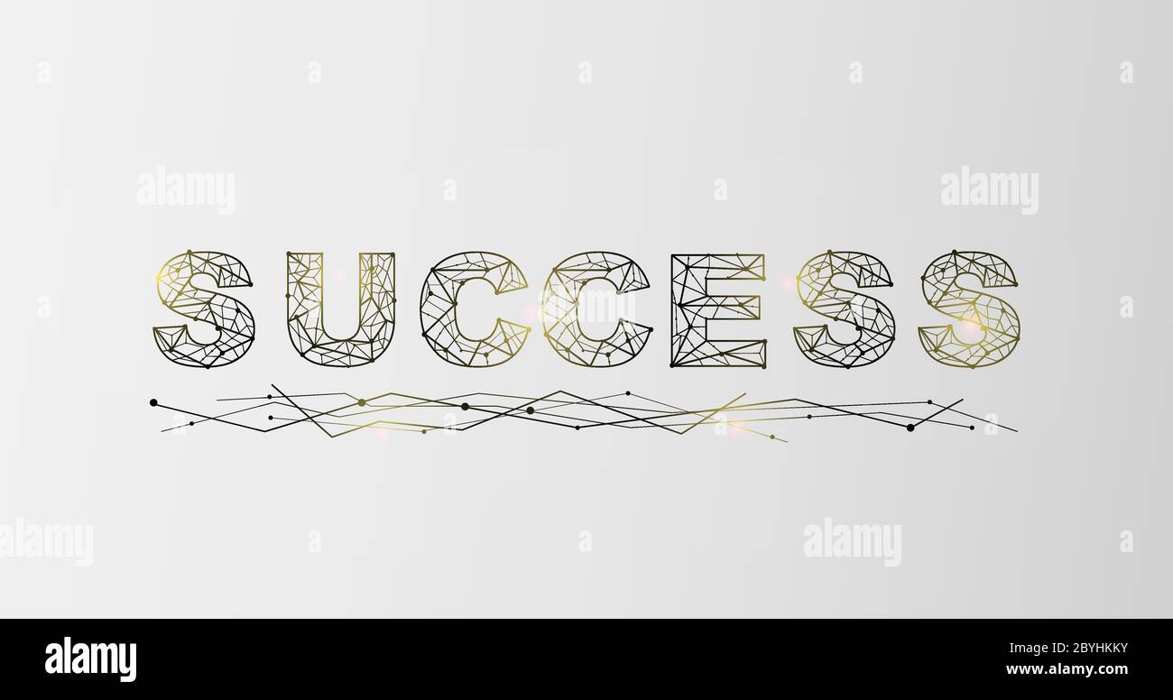 Vector illustration with polygonal word SUCCESS on light grey ...