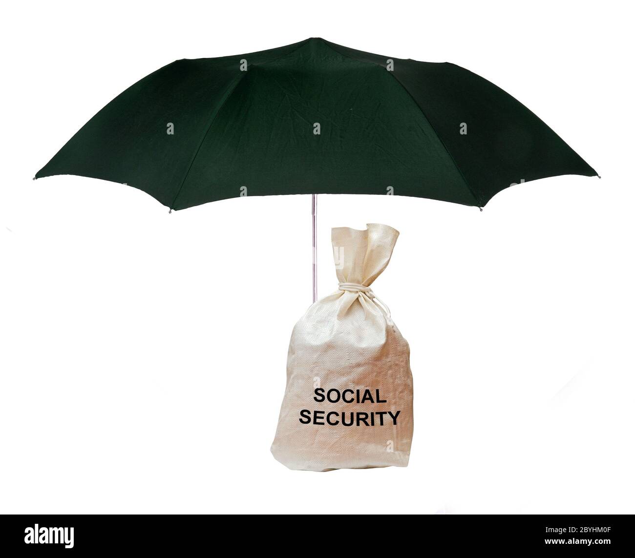 Bag with social security under umbrella Stock Photo - Alamy