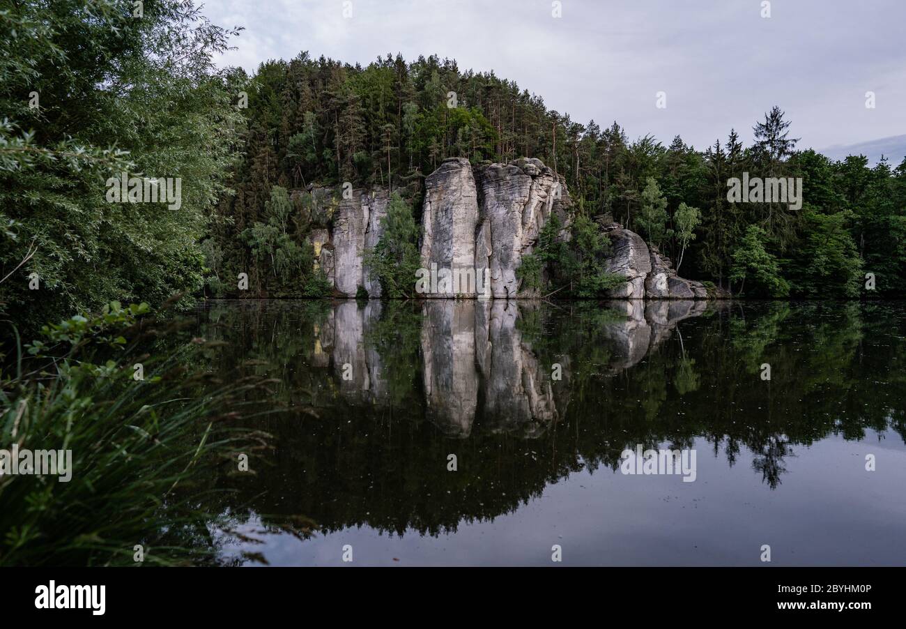 Protected landscape sandstone rock towers water reflection beautiful ...