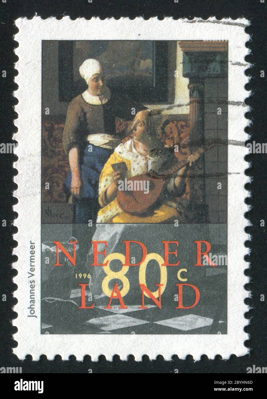 NETHERLANDS - CIRCA 1996: Paintings by Johannes Vermeer. A Lady Writing ...