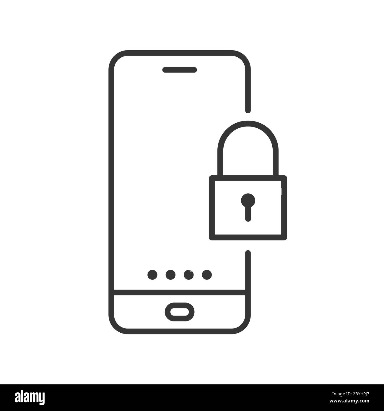 Blocked phone linear icon. Vector illustration. Smartphone security ...