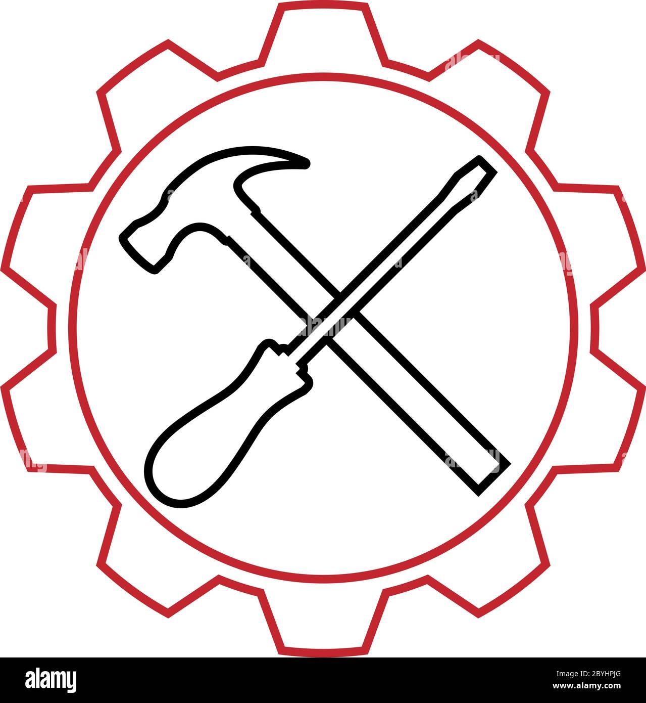 Illustration art gear hammer hi-res stock photography and images - Alamy