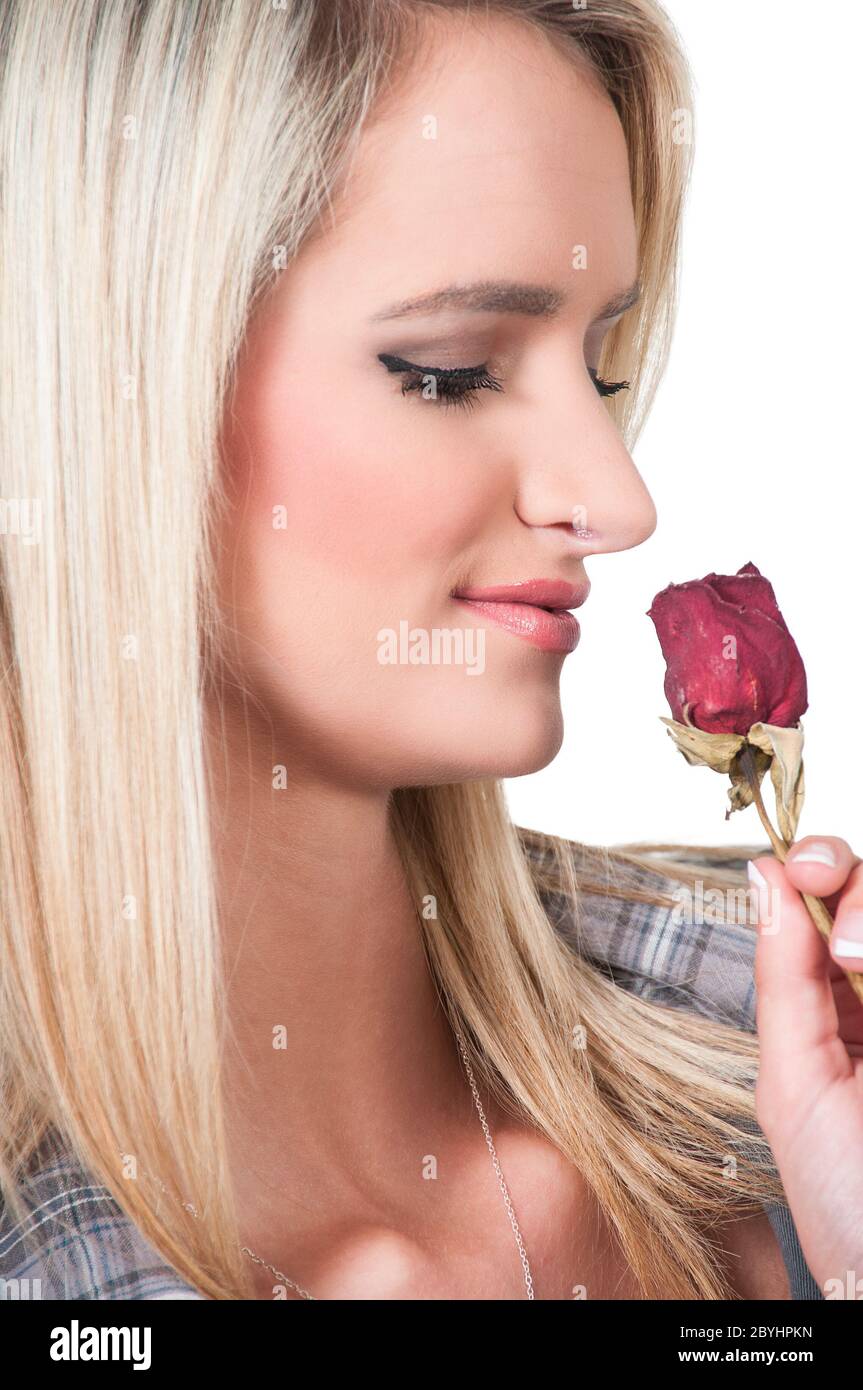 Rose flower love romance woman girl stem hi-res stock photography and ...