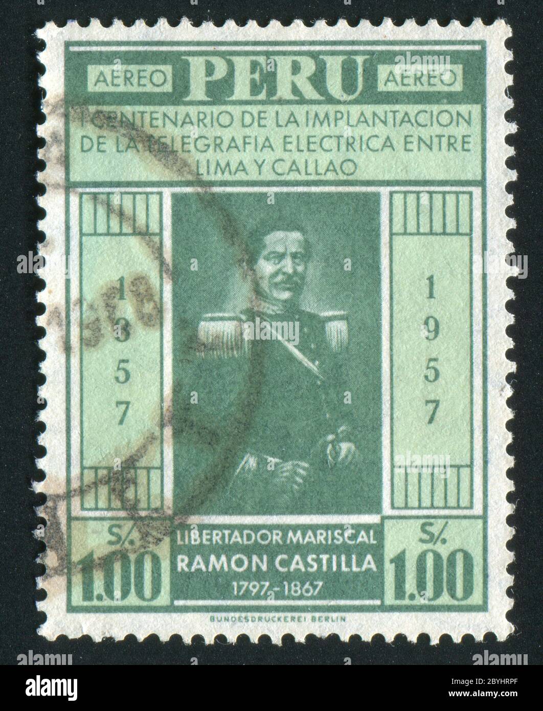 PERU - CIRCA 1937: Ramón Castilla y Marquesado was a Peruvian caudillo ...
