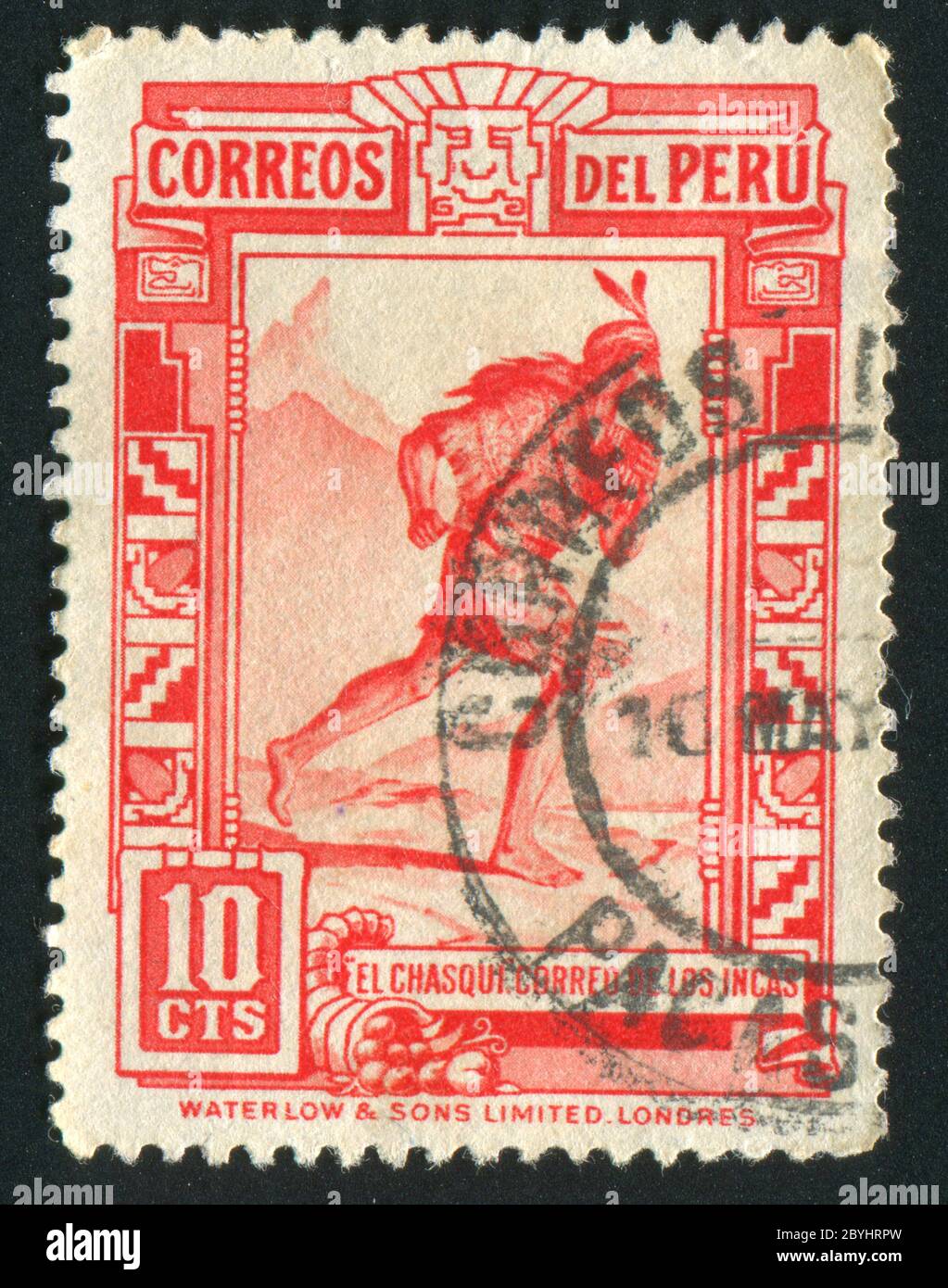 PERU - CIRCA 1951: The Indian runs in mountains, circa 1951 Stock Photo ...