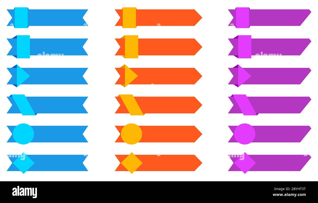 Set of colored horizontal ribbons. Vector illustration. Empty ribbons ...