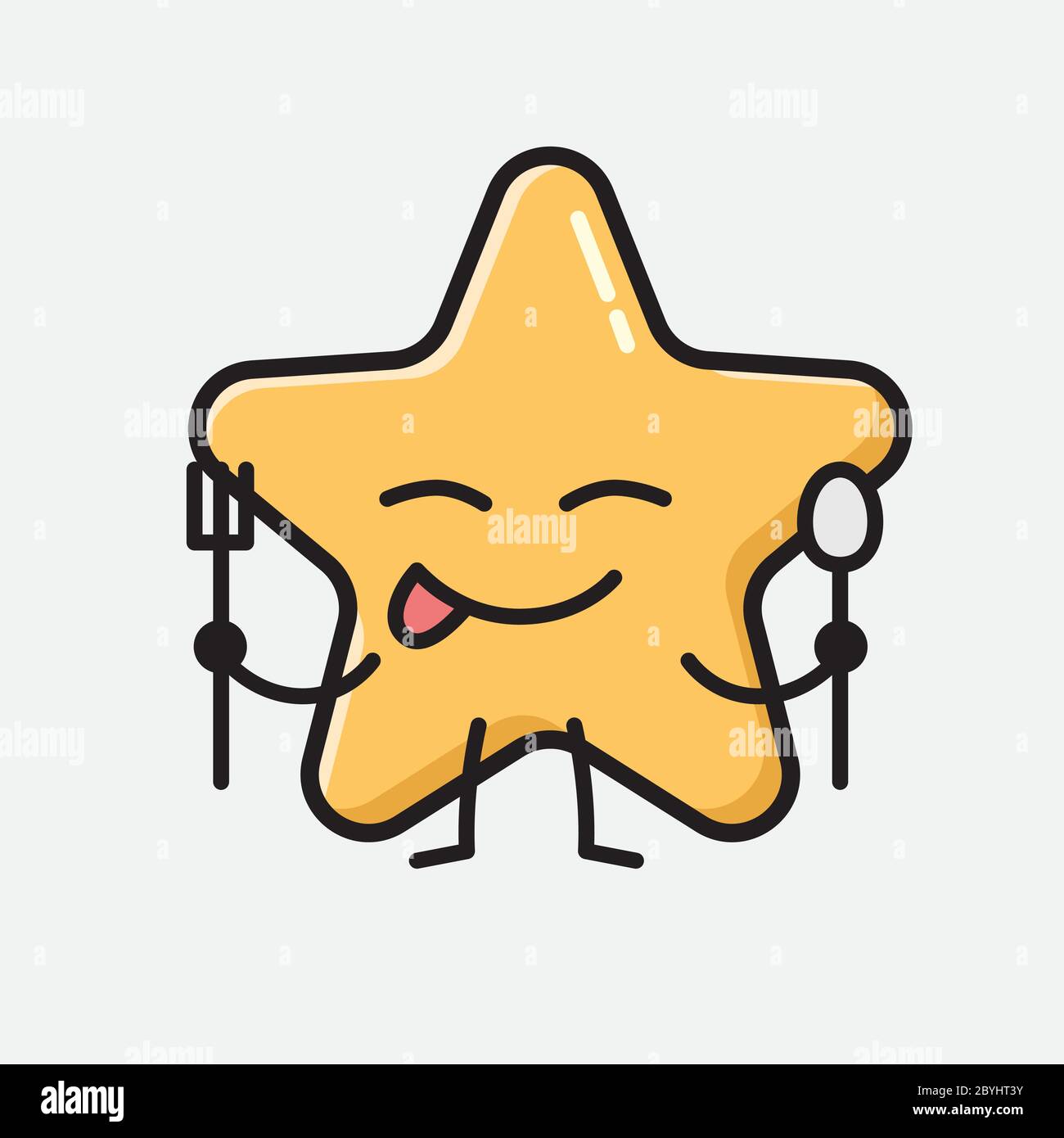 An illustration of Cute Yellow Star Mascot Vector Character in Flat Design Style Stock Vector ...