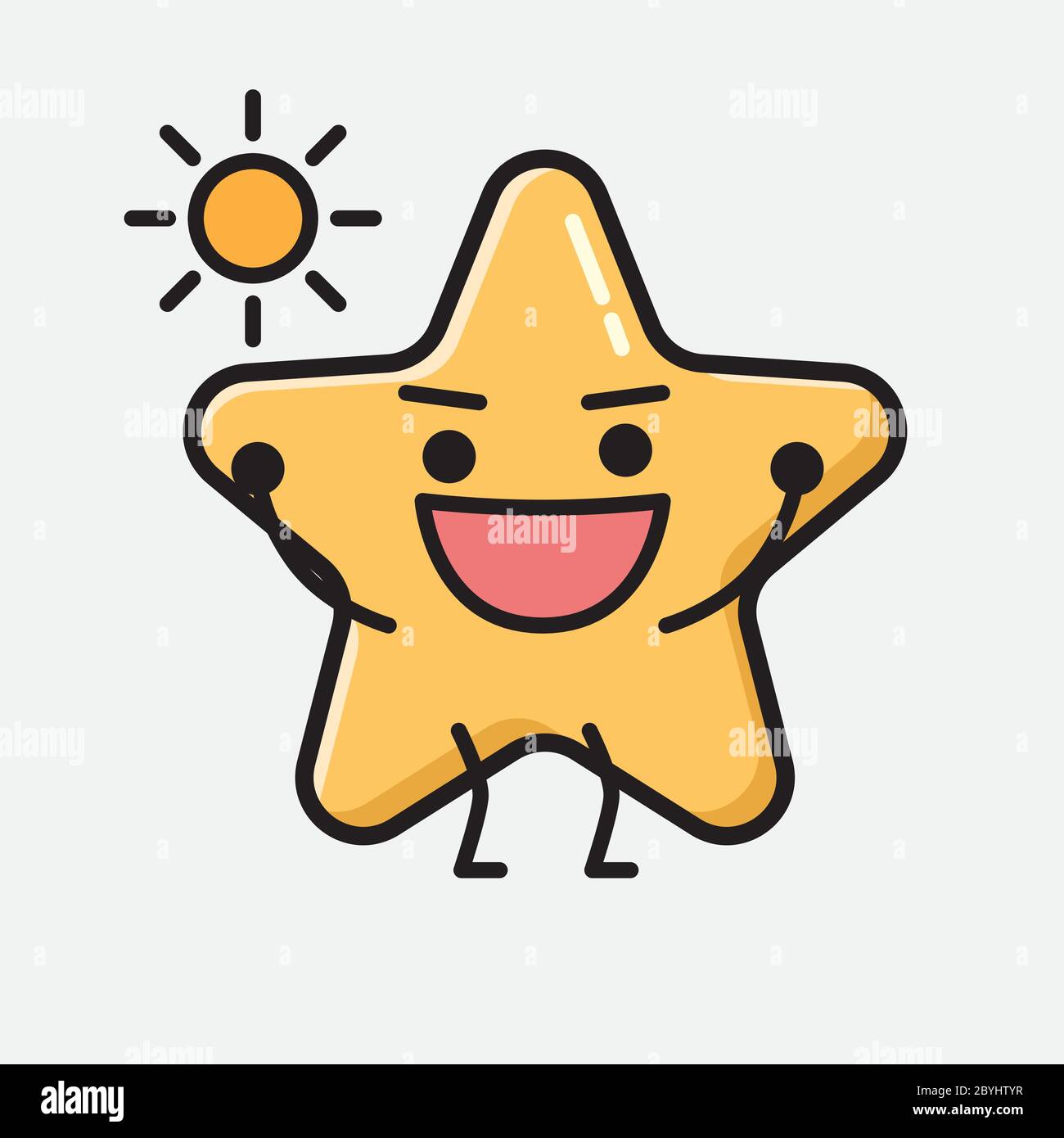 An illustration of Cute Yellow Star Mascot Vector Character in Flat Design Style Stock Vector ...