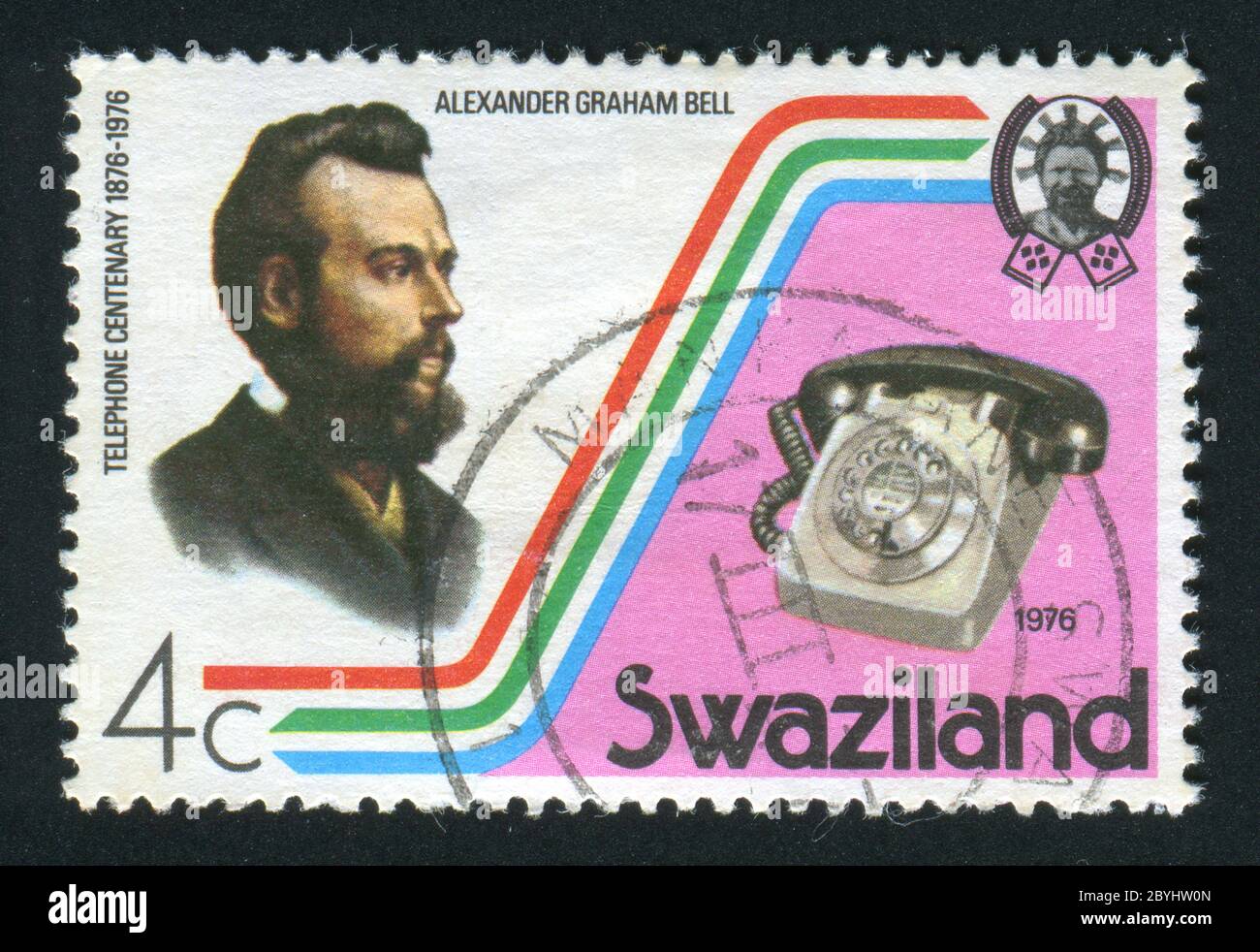SWAZILAND - CIRCA 1976: A. G. Bell and 1976 Telephone, circa 1976 Stock ...