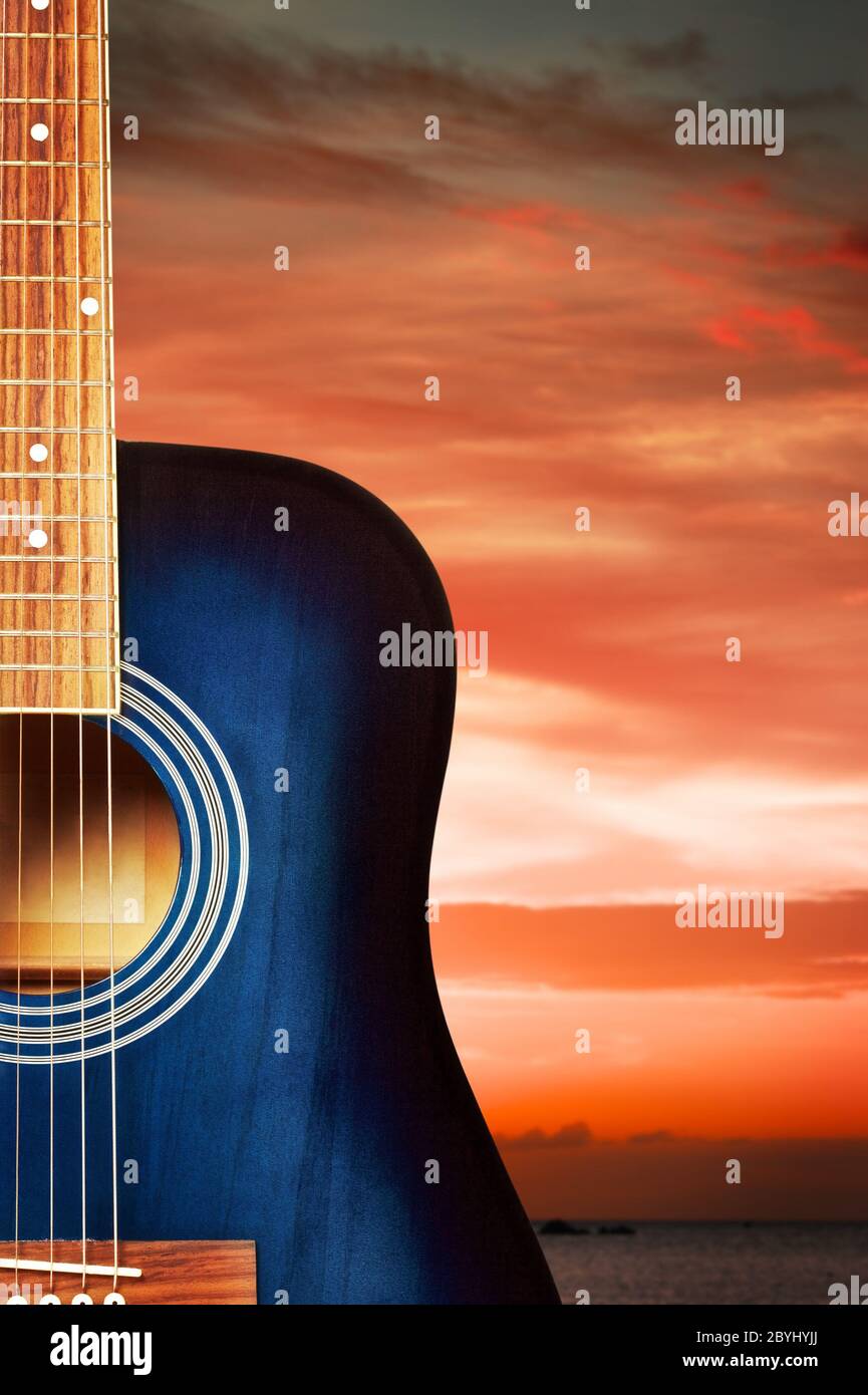 Blue Acoustic Guitar Stock Photo - Alamy