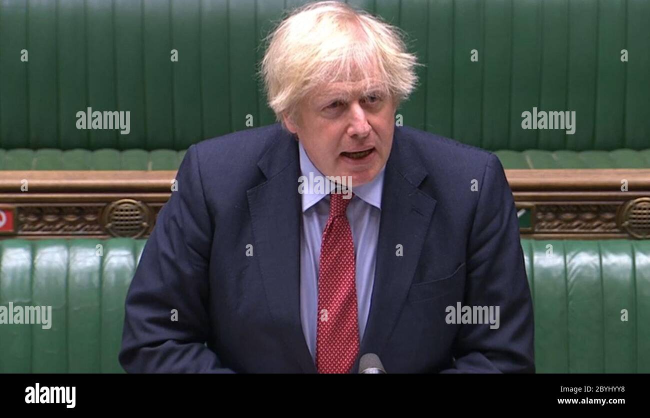 Prime Minister Boris Johnson speaks during Prime Minister's Questions ...