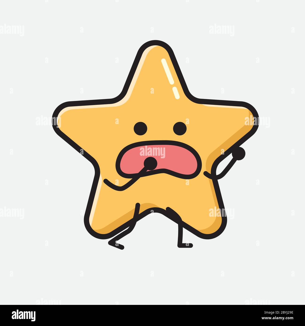 An illustration of Cute Yellow Star Mascot Vector Character in Flat Design Style Stock Vector ...