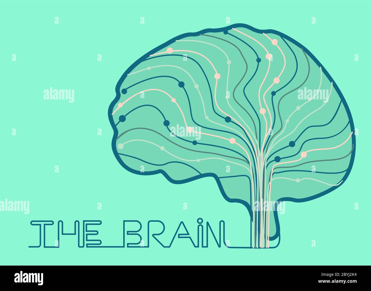 Creativity and intelligence. Human brain with electric signals on blue ...