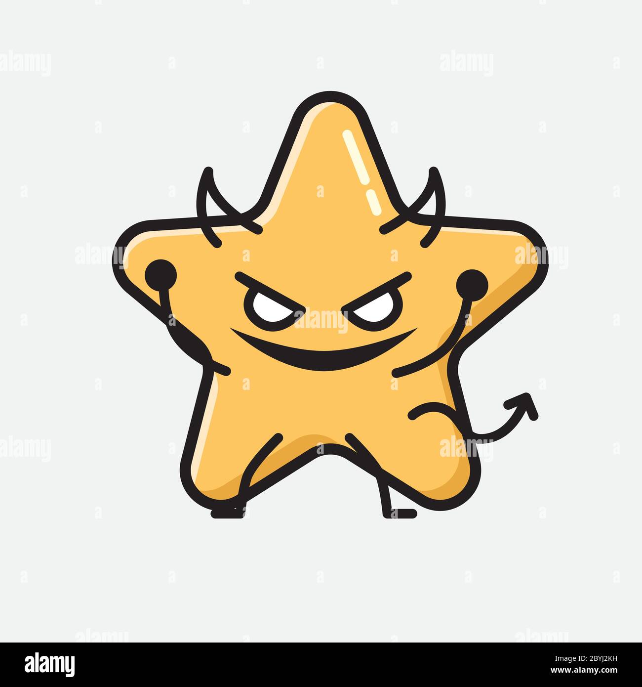 An illustration of Cute Yellow Star Mascot Vector Character in Flat Design Style Stock Vector ...