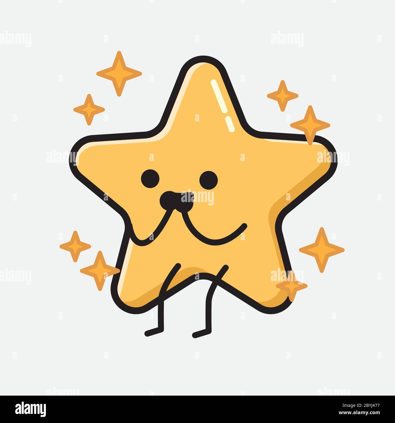 An illustration of Cute Yellow Star Mascot Vector Character in Flat Design Style Stock Vector ...