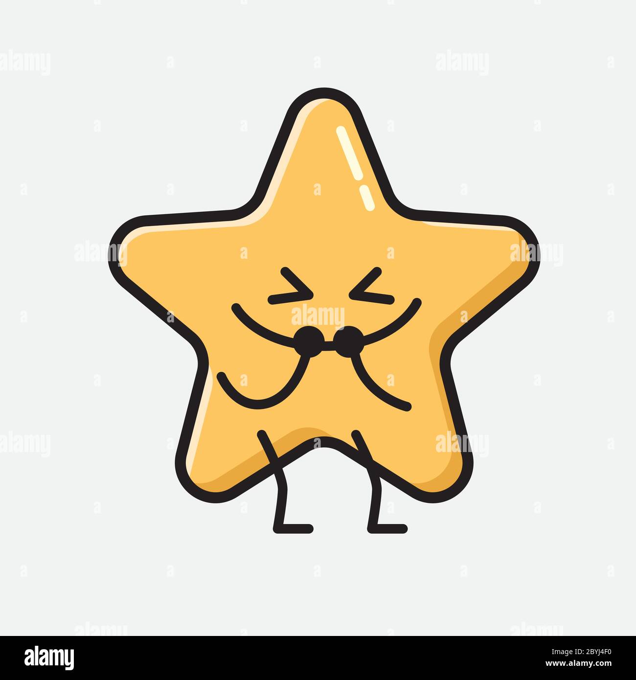 An illustration of Cute Yellow Star Mascot Vector Character in Flat Design Style Stock Vector ...