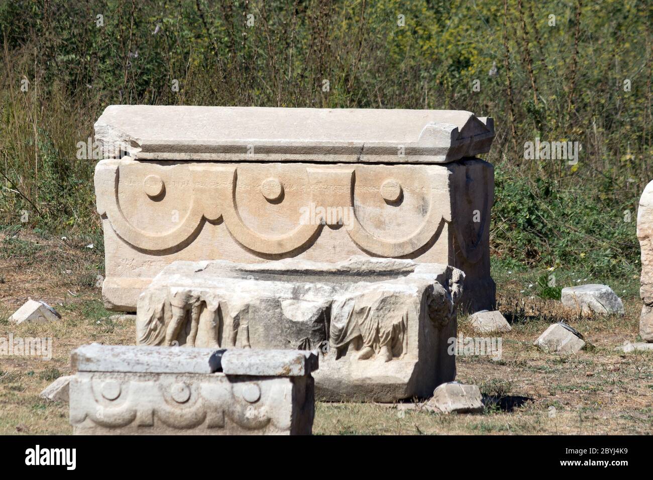 Stone sarcophagi in Ephesus Stock Photo - Alamy