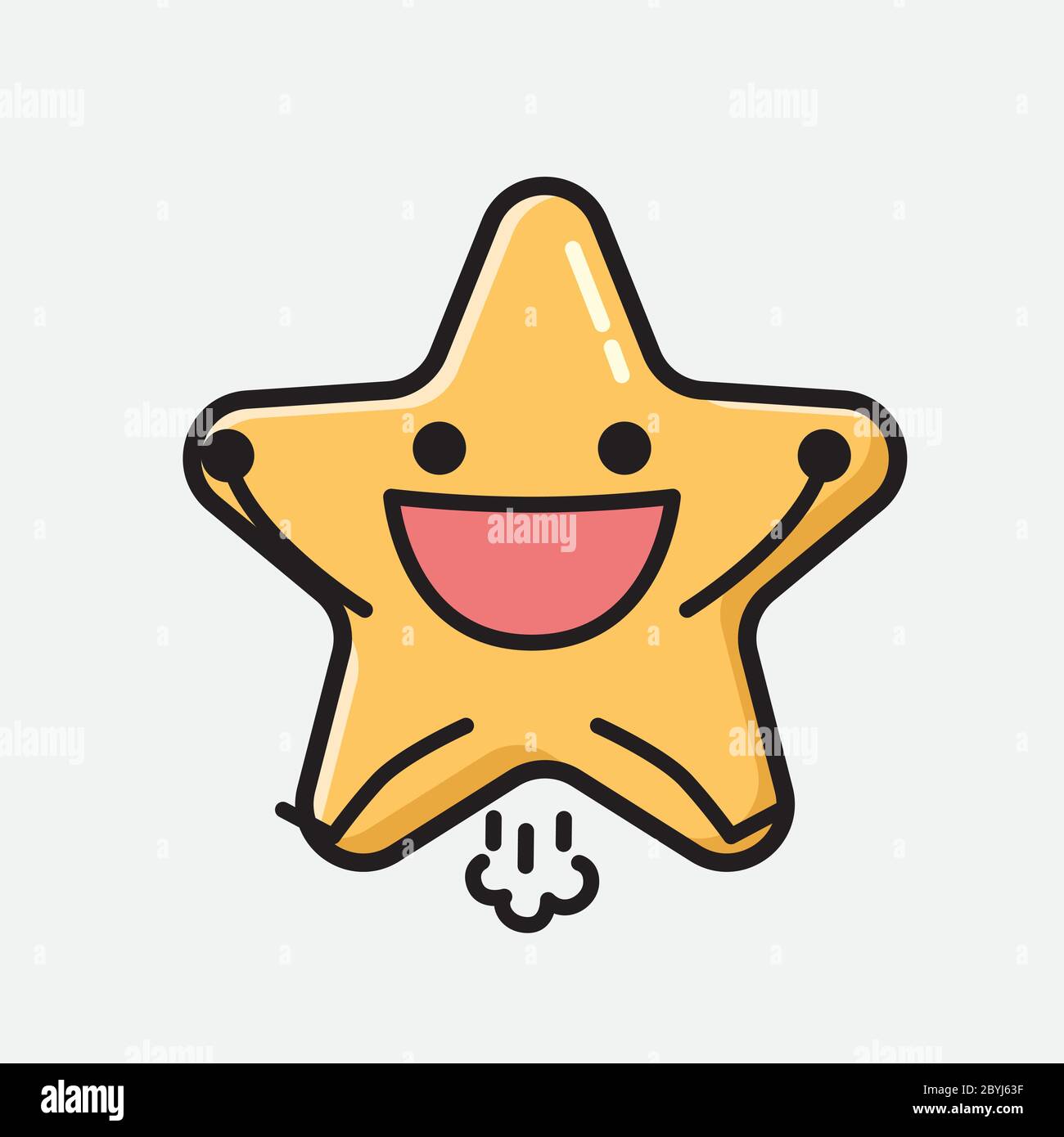 An illustration of Cute Yellow Star Mascot Vector Character in Flat Design Style Stock Vector ...