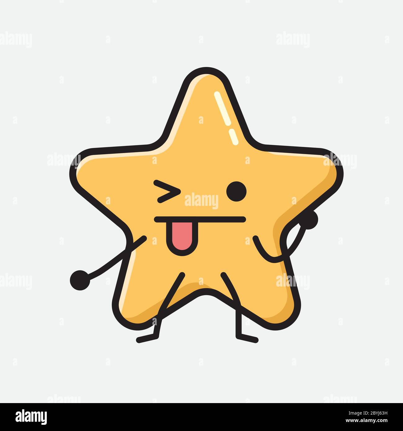 An illustration of Cute Yellow Star Mascot Vector Character in Flat Design Style Stock Vector ...