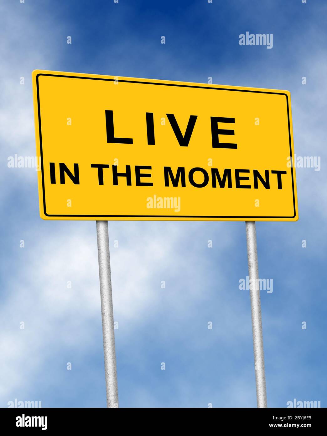 The road sign symbol with text Live in the moment Stock Photo - Alamy