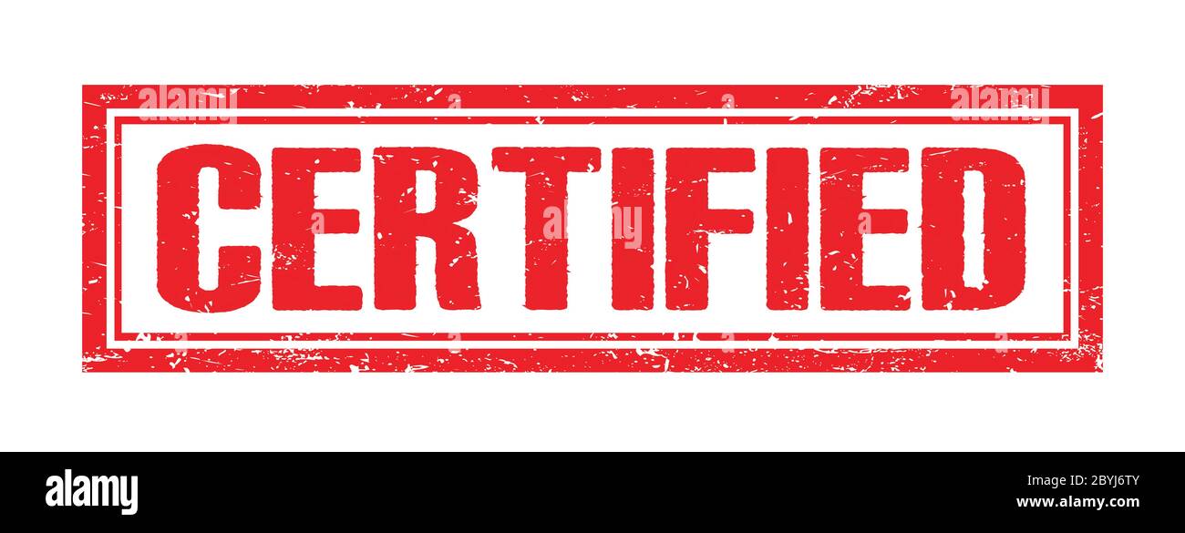 CERTIFIED red rectangle stamp Stock Photo - Alamy