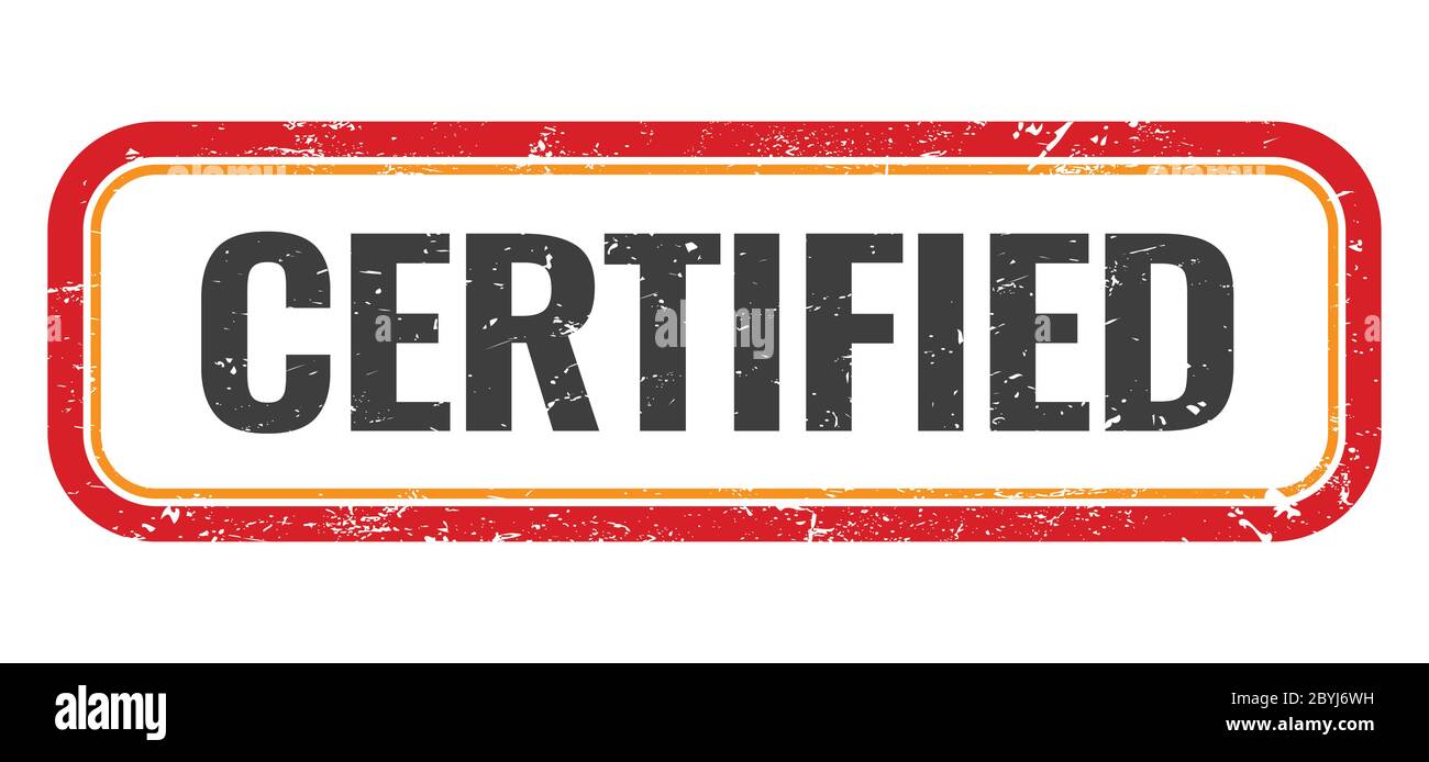 CERTIFIED red black rectangle stamp Stock Photo - Alamy