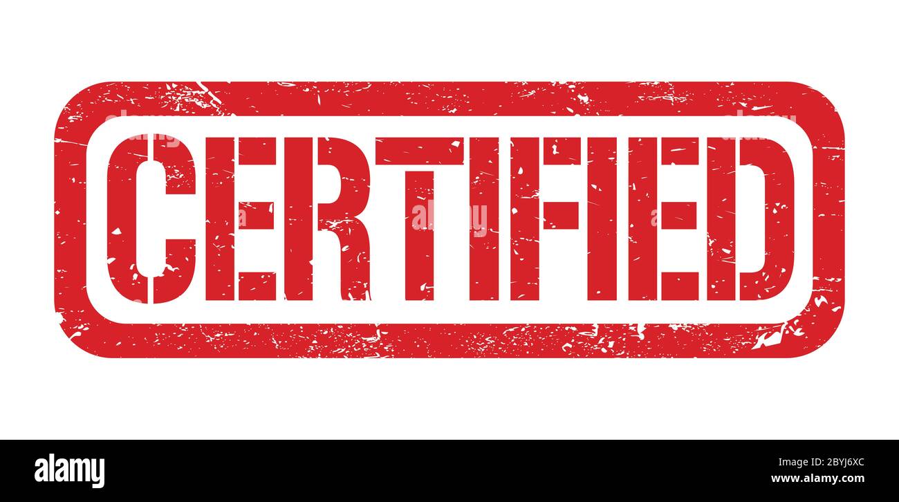 CERTIFIED red rectangle stamp Stock Photo - Alamy
