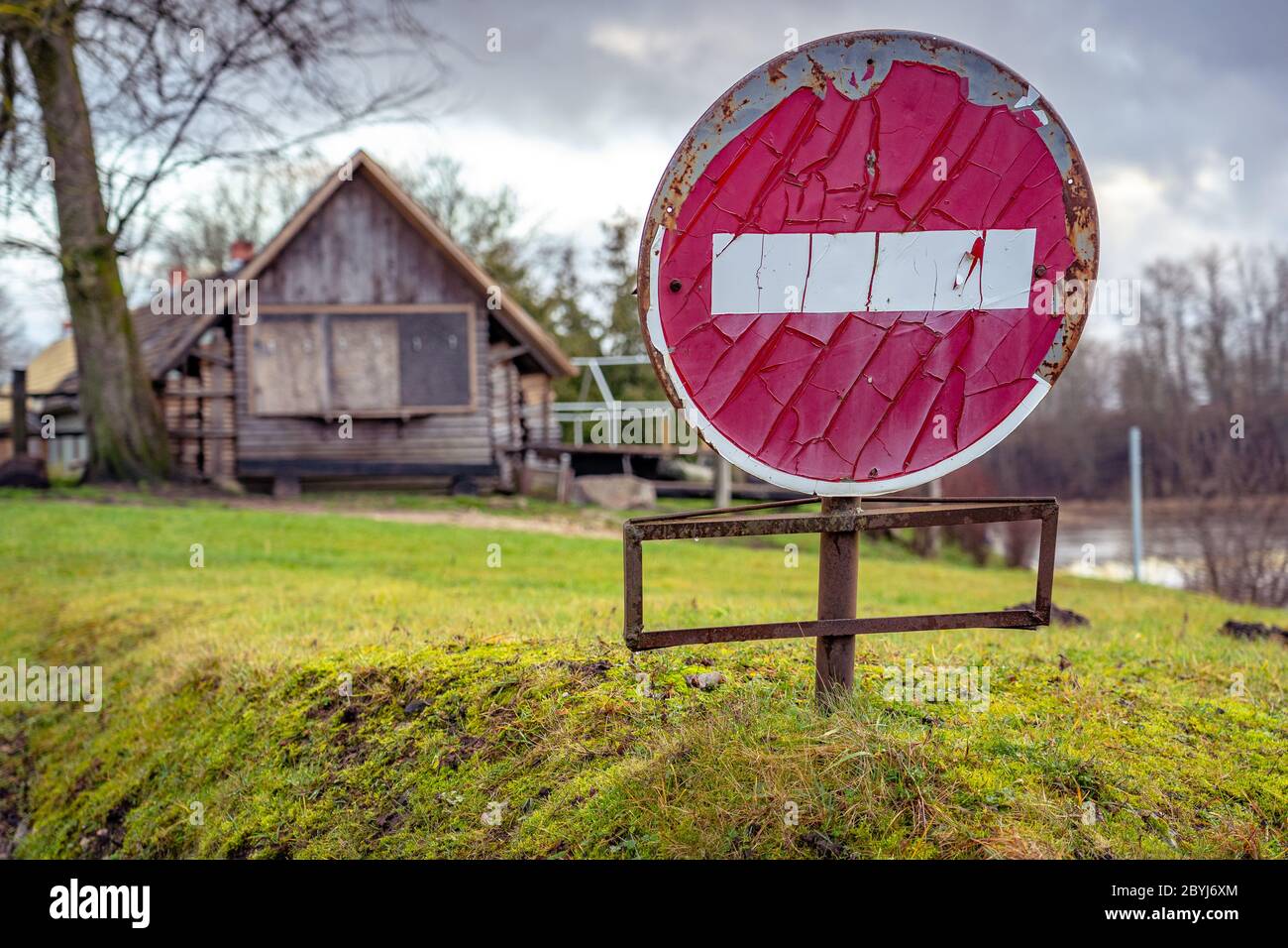 Rusty old stop sign in a building hi-res stock photography and images ...
